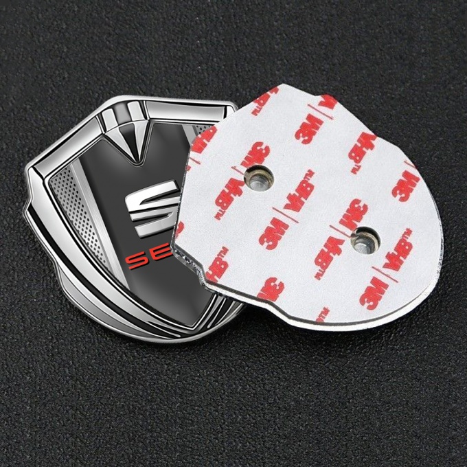 Seat Self Adhesive Bodyside Emblem Silver Light Mesh Beveled Logo ...