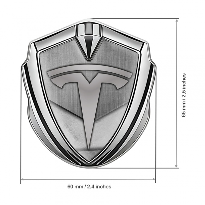 Tesla Bodyside Badge Self Adhesive Silver Metal Plank Grey Logo Design ...