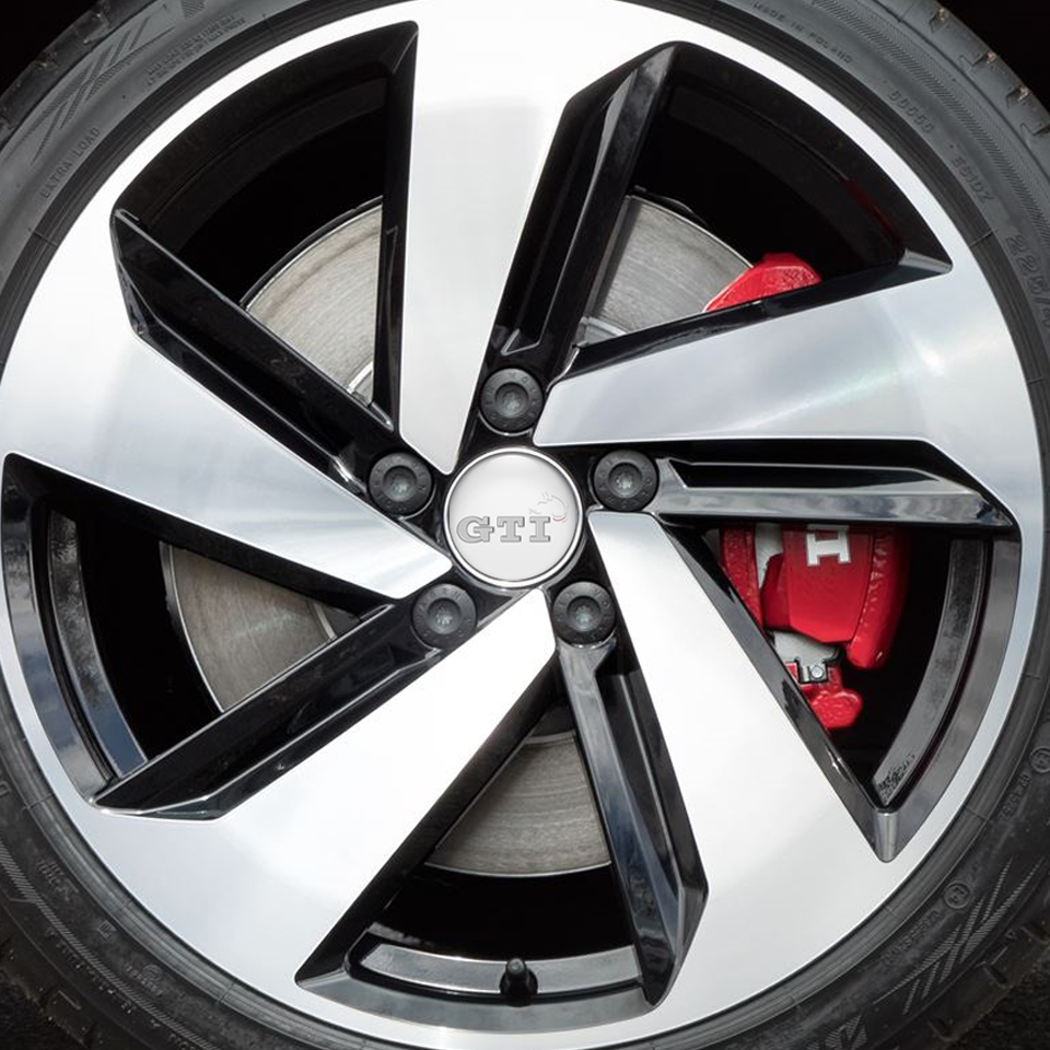 VW GTI Volkswagen Domed Stickers Wheel Center Cap White | Wheel Emblems ...