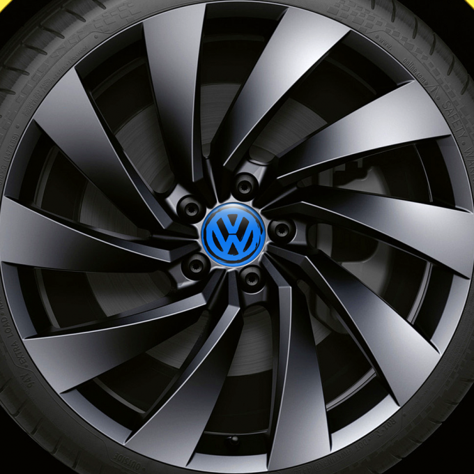 VW Volkswagen Wheel Center Caps Emblem 3D Blue Brushed Style | Wheel ...