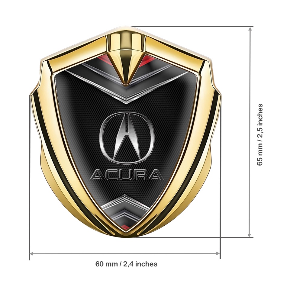 Acura Trunk Emblem Badge Gold Dark Mesh Chrome Elements | Metal Emblems ...