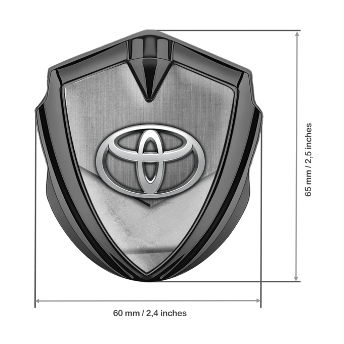 Toyota Emblem Self Adhesive Graphite Brushed Steel Crest Elliptic Logo ...