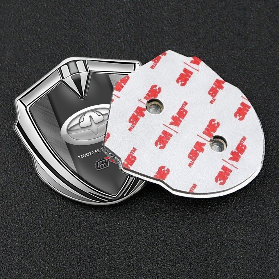 Toyota Metal Emblem Self Adhesive Silver Brushed Steel Modern Edition ...