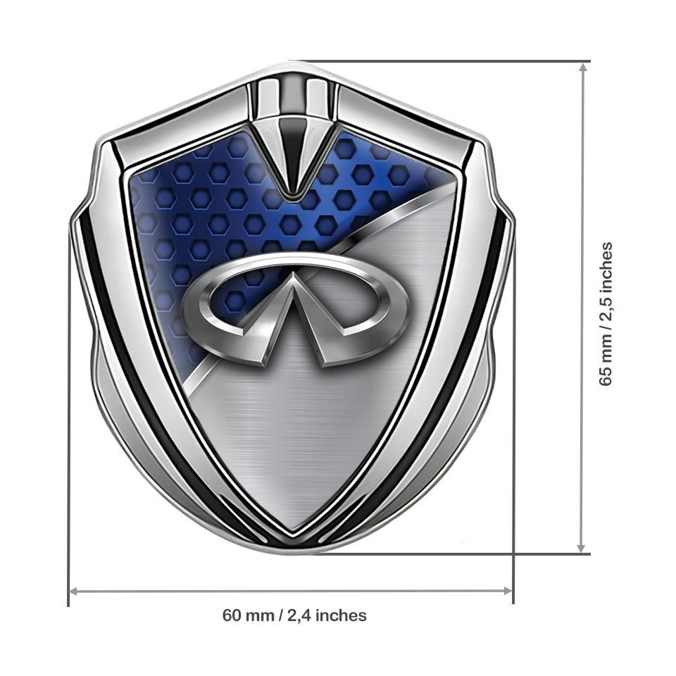 Infiniti Emblem Car Badge Silver Blue Honeycomb Chrome Lath Edition ...