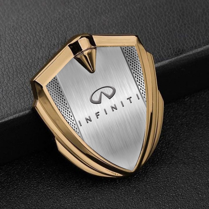 Infiniti Emblem Car Badge Gold Metal Grate Brushed Aluminum Design ...