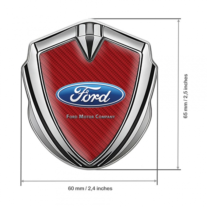 Ford Emblem Self Adhesive Silver Dark Red Carbon Classic Oval Logo ...