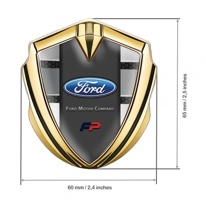 Ford FP Emblem Self Adhesive Gold Honeycomb Base Grey Panels | Metal ...