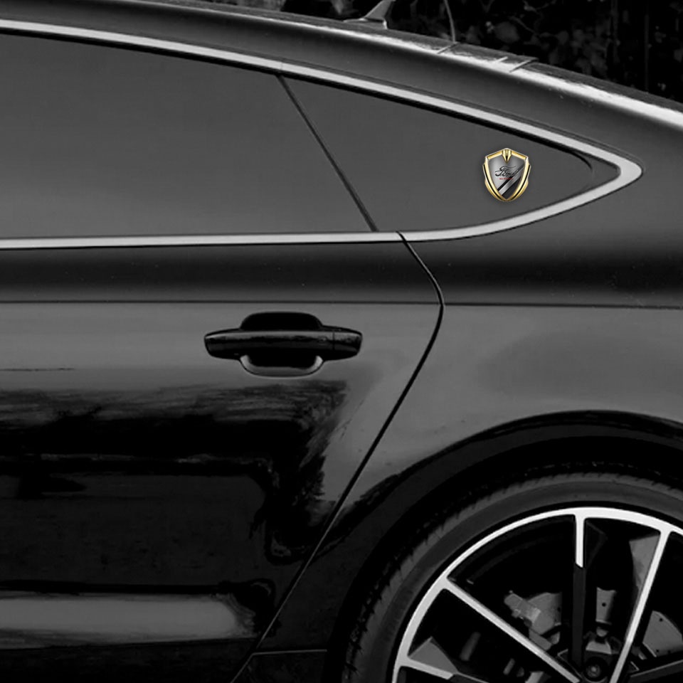 Ford Emblem Car Badge Gold Polished Metal Texture Classic Slogan Logo ...