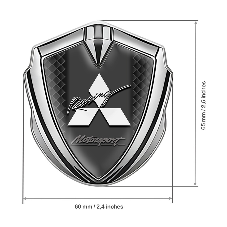 Mitsubishi Emblem Fender Badge Silver Black Cells Motorsport Racing ...