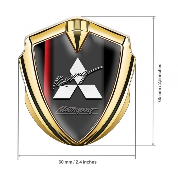 Mitsubishi Metal Emblem Self Adhesive Gold Black Base Red Line Edition ...