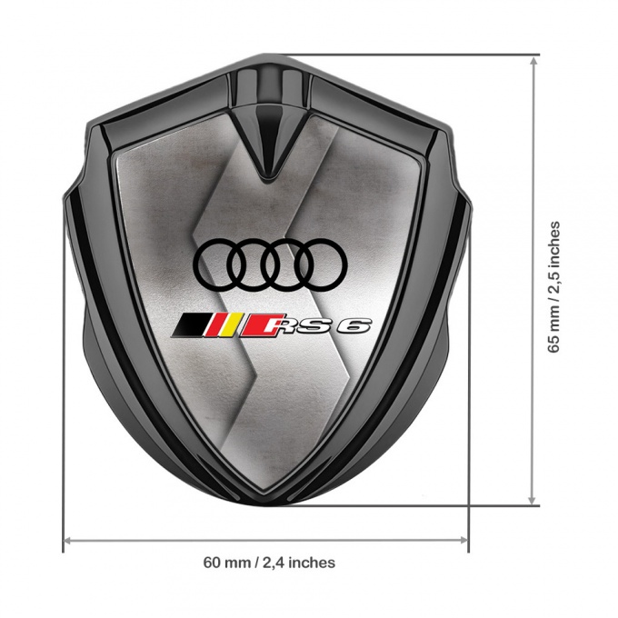 Audi RS6 Bodyside Emblem Badge Graphite Polished Curved Metal Edition ...