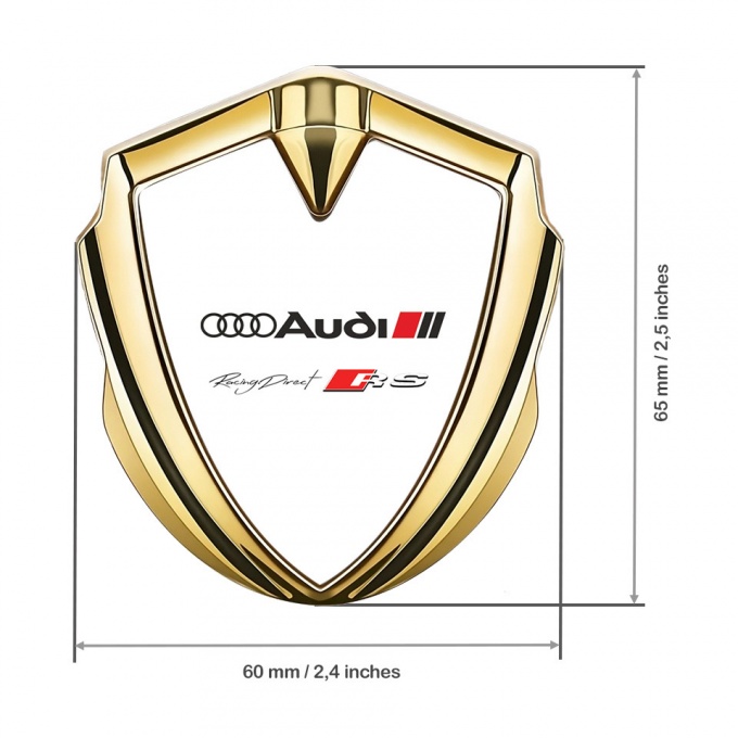Audi RS Emblem Self Adhesive Gold White Base Classic Logo Edition ...