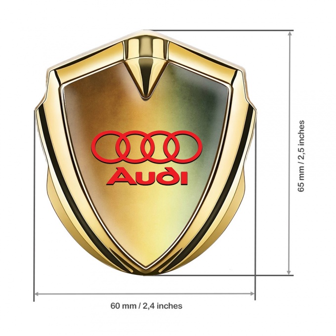 Audi Bodyside Badge Self Adhesive Gold Bronze Gradient Red Logo | Metal ...