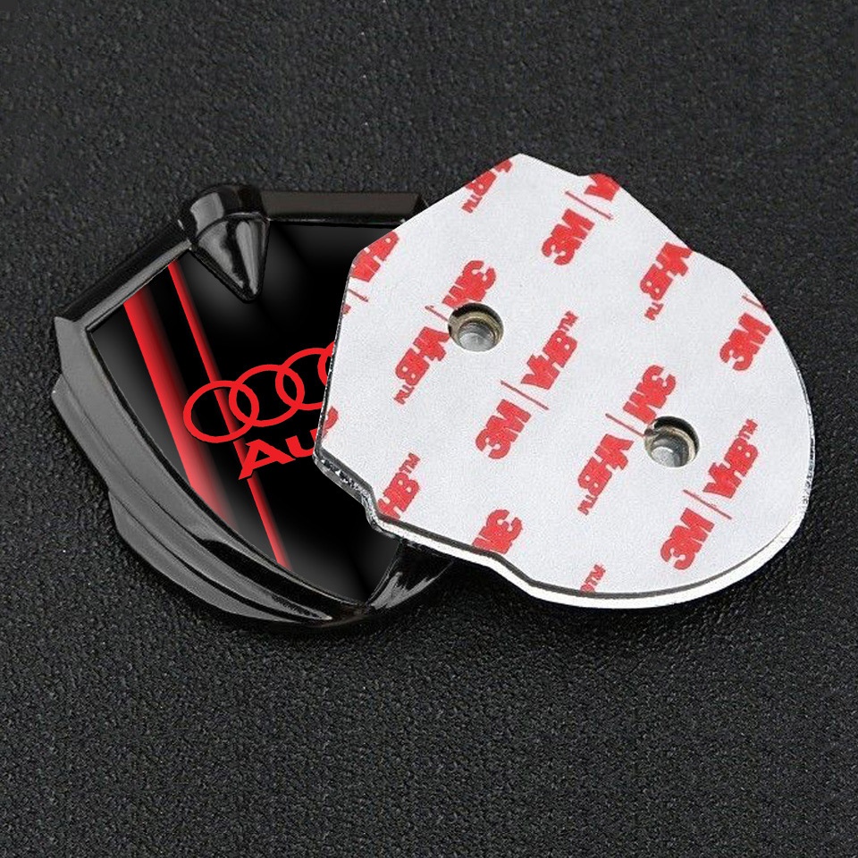 Audi Emblem Self Adhesive Graphite Black Fill Crimson Straight Lines ...