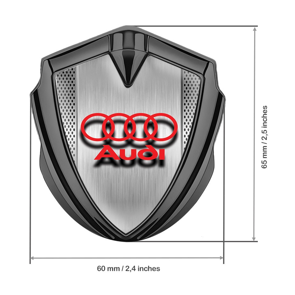 Audi Emblem Trunk Badge Graphite Metallic Grate Brushed Metal Effect ...