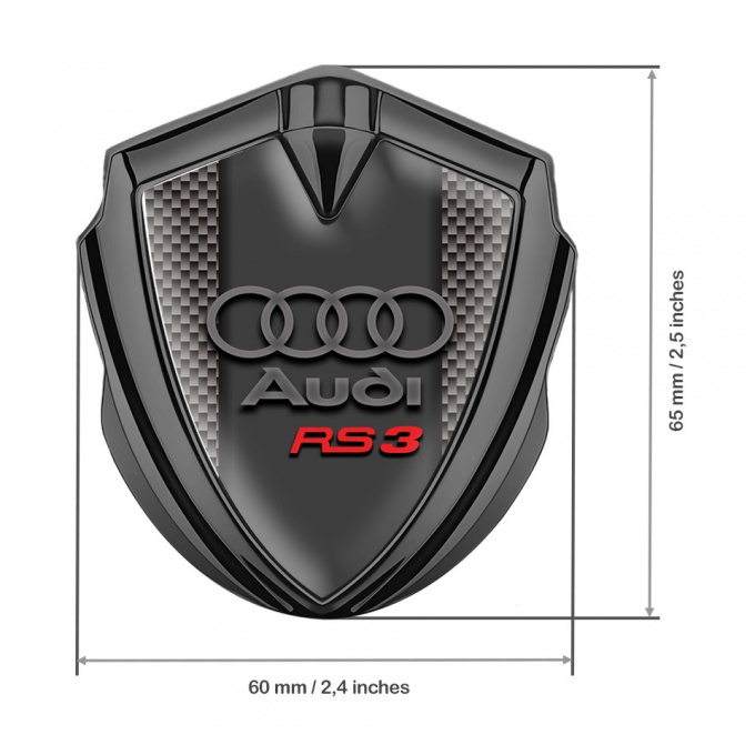Audi RS3 Emblem Badge Self Adhesive Graphite Grey Carbon Classic Logo ...