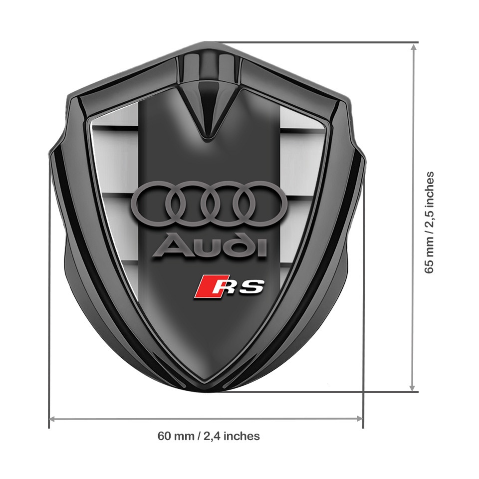 Audi RS Emblem Trunk Badge Graphite Shutter Effect Racing Spirit | Metal Emblems | Accessories ...