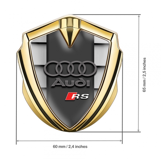 Audi RS Emblem Trunk Badge Gold Shutter Effect Racing Spirit | Metal ...
