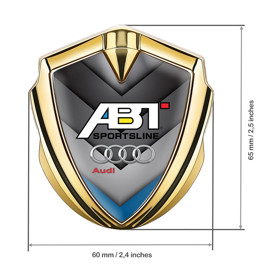 Audi Emblem Fender Badge Gold Blue Fragment ABT Sportsline | Metal ...