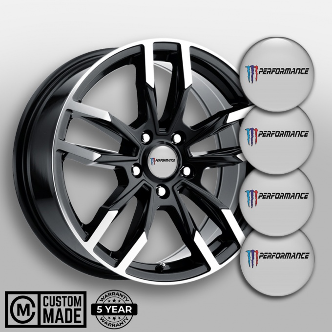 BMW Stickers for Center Wheel Caps Grey M Performance | Wheel Emblems ...