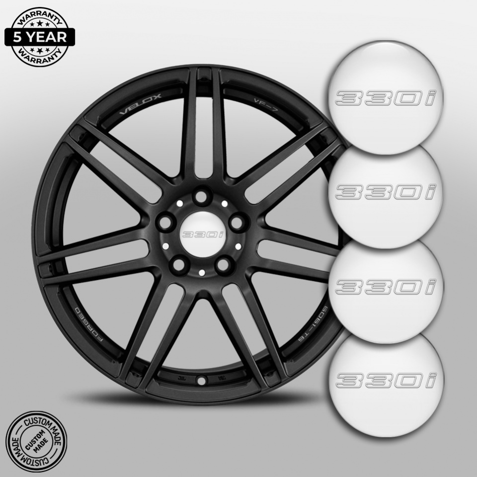 BMW Stickers for Wheels Center Caps 330i White Edition | Wheel Emblems ...