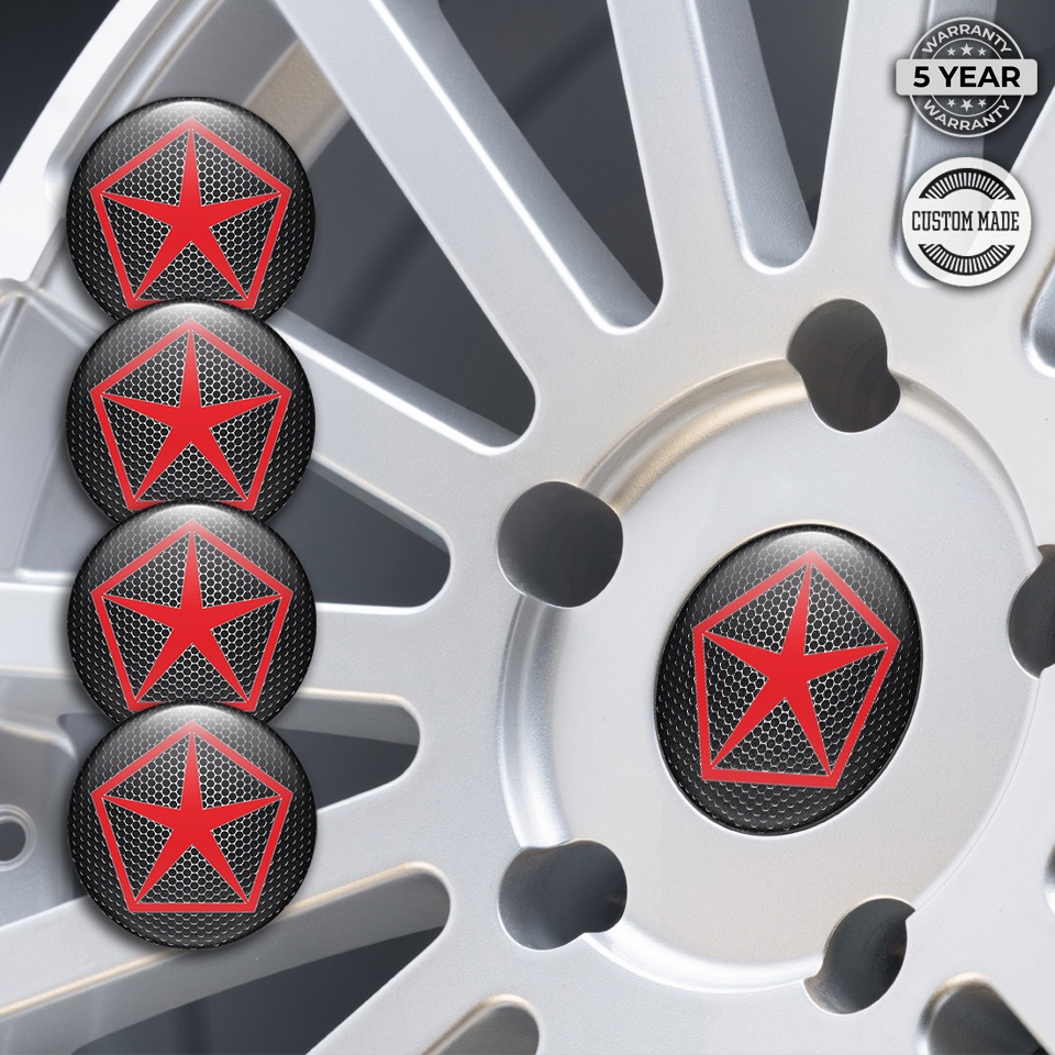 Chrysler Wheel Stickers for Center Caps Dark Mesh Classic Red Logo ...
