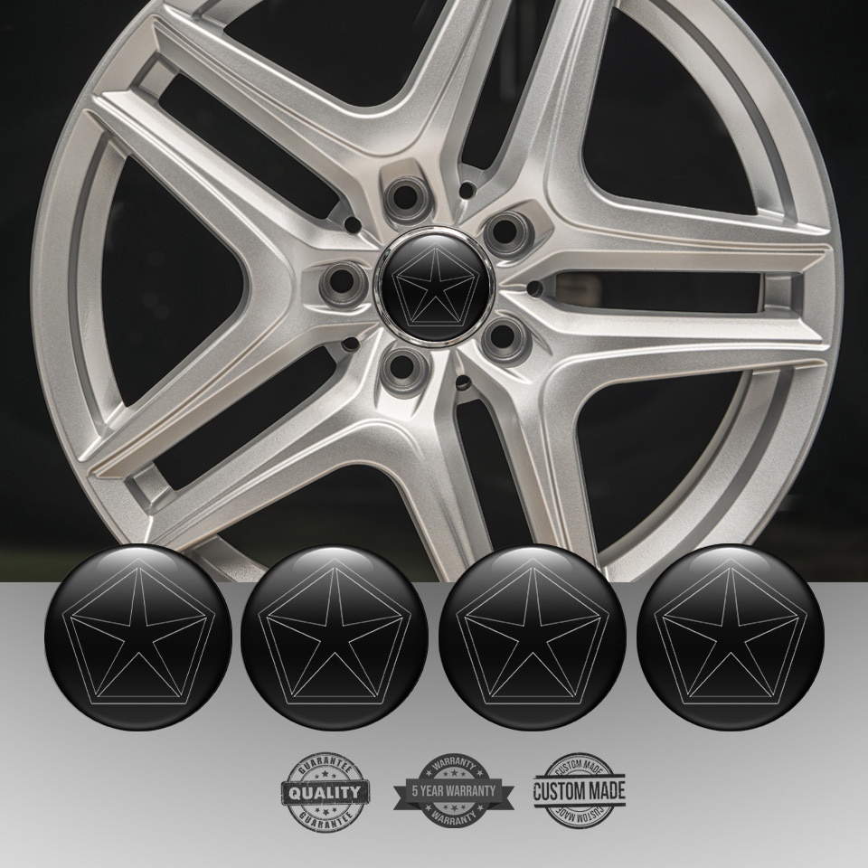 Chrysler Center Caps Wheel Emblem Black Dark Pentastar Logo | Wheel ...