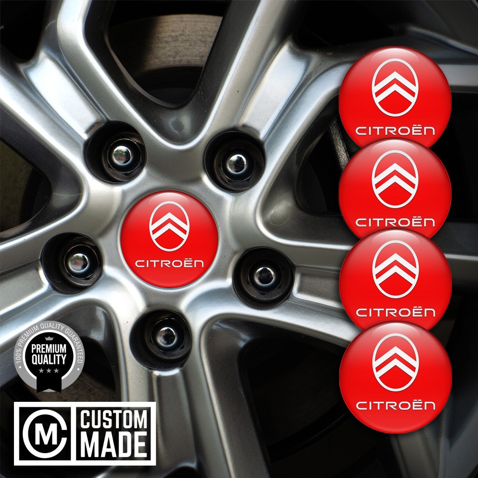 Citroen Emblems for Center Wheel Caps Red White Logo Design | Wheel ...