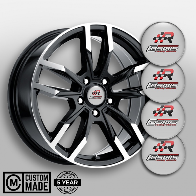 Cosmis Silicone Stickers for Center Wheel Caps Grey Racing Design ...