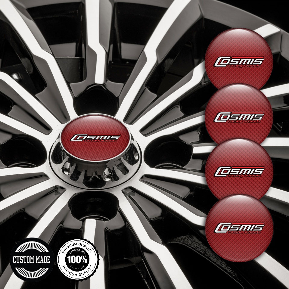 Cosmis Emblems for Center Wheel Caps Red Carbon Variant | Wheel Emblems ...