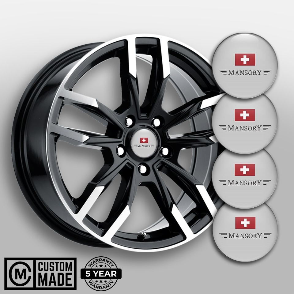 Mansory Emblem for Wheel Center Caps Grey Red Crest Design | Wheel ...