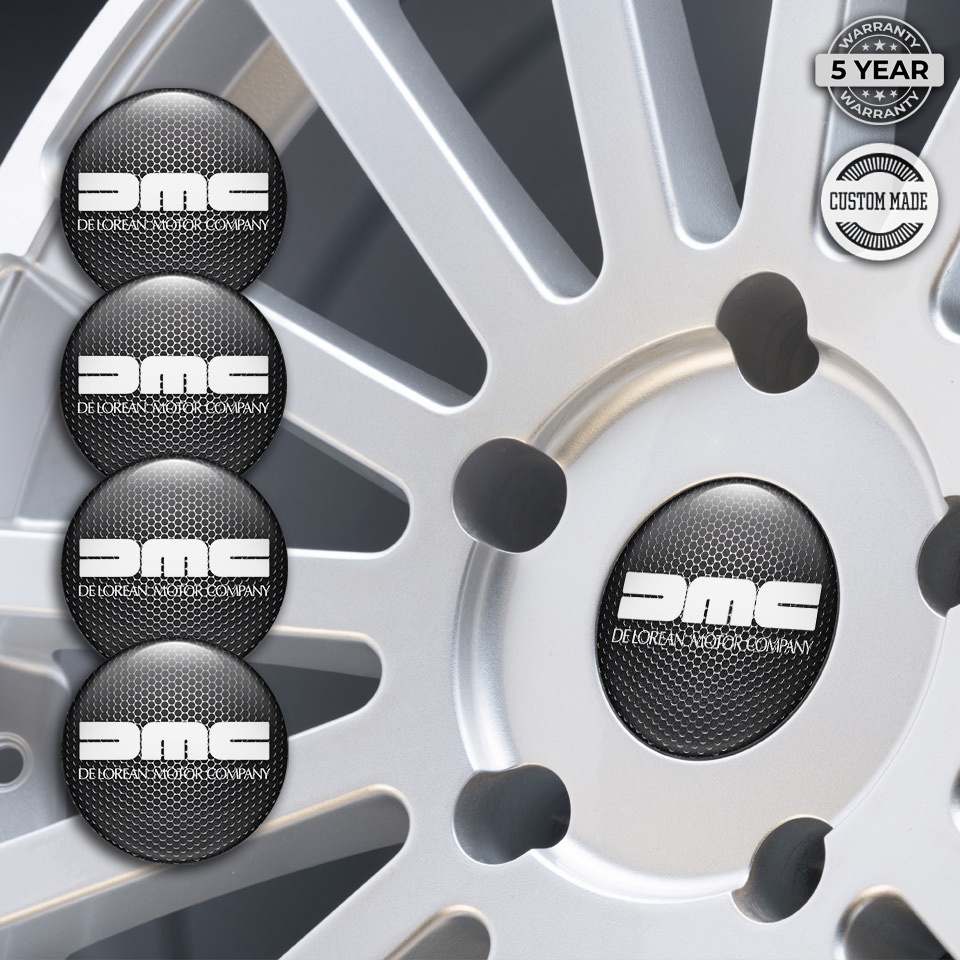 DMC Center Wheel Caps Stickers Dark Grate Heavy White Logo | Wheel ...