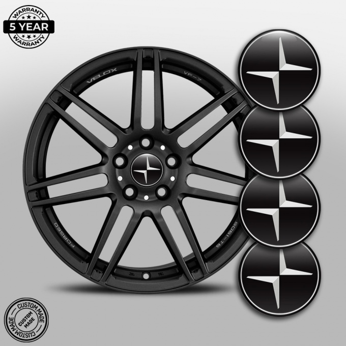 Volvo Polestar Center Caps Wheel Emblem Black White Ring | Wheel ...