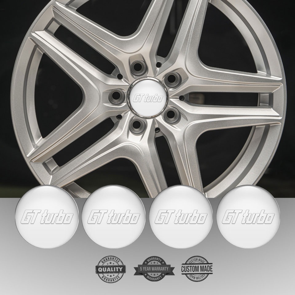 Wheel GT Turbo Emblem for Center Caps Pearl White Logo | Wheel Emblems ...