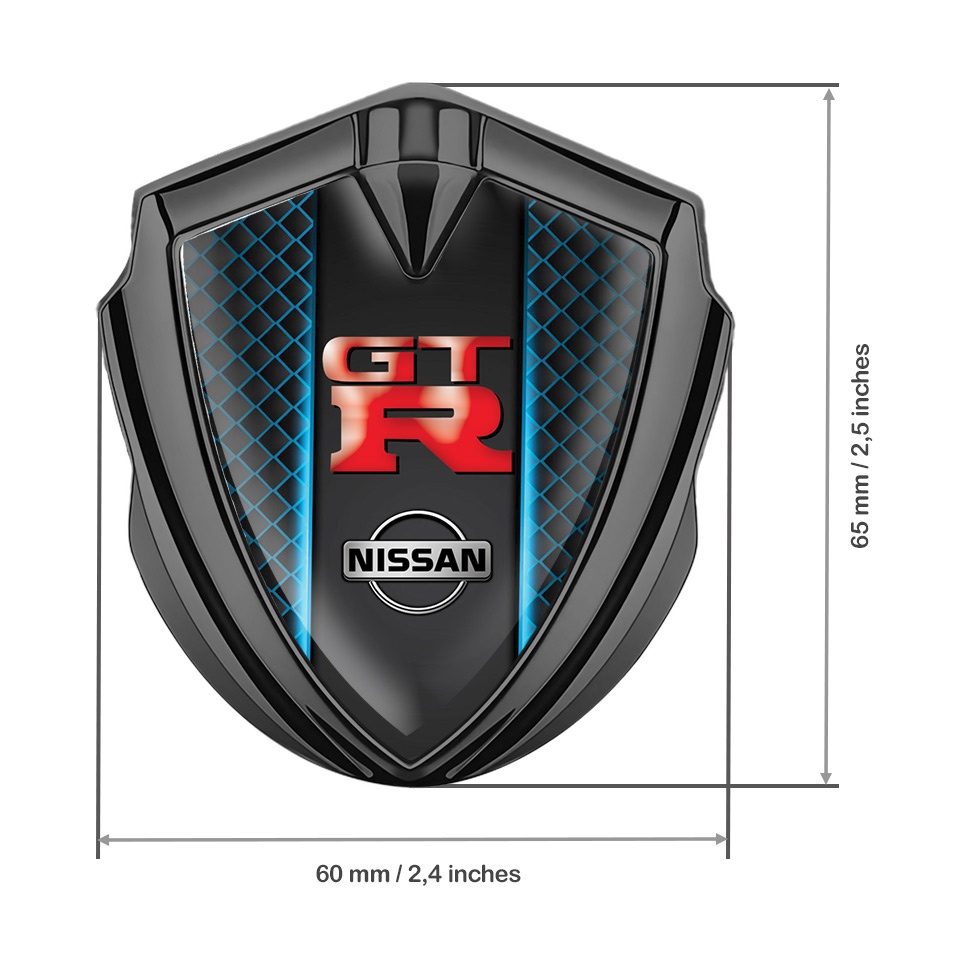Nissan GTR Fender Emblem Badge Graphite Blue Lines Red Logo Design ...