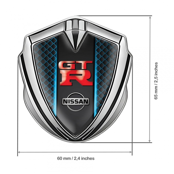 Nissan GTR Fender Emblem Badge Silver Blue Lines Red Logo Design ...