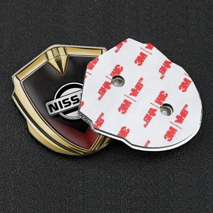 Nissan Domed Emblem Gold Ribbed Base Red V Shaped Element | Metal ...