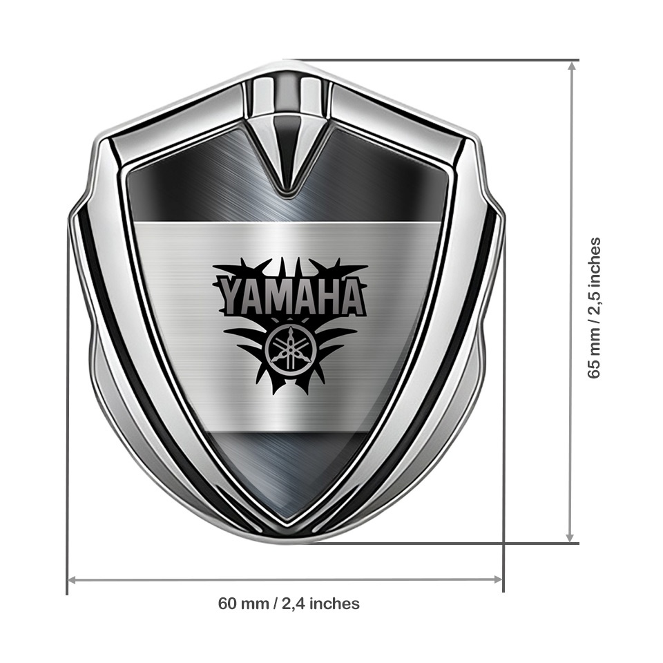 Yamaha Emblem Badge Self Adhesive Silver Metallic Base Engine Logo ...