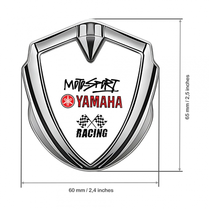 Yamaha Racing Badge Self Adhesive Silver White Base Red Logo Design ...
