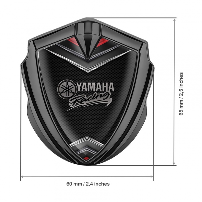 Yamaha Racing Domed Emblem Graphite Dark Mesh Chrome Elements | Metal ...