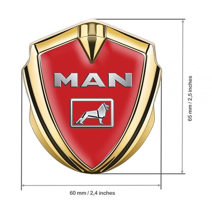 MAN Emblem Car Badge Gold Red Background Chromatic Logo | Metal Emblems ...