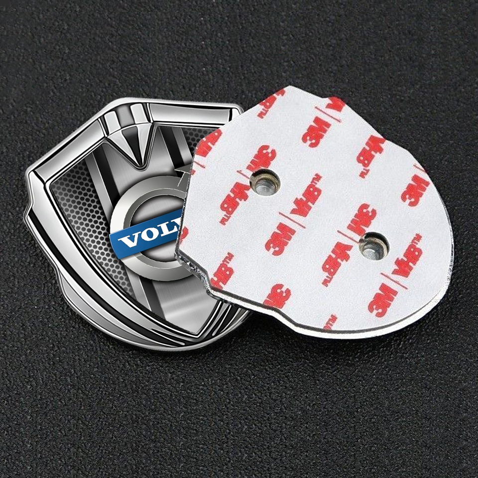 Volvo Badge Self Adhesive Silver Perforated Metal Polished Logo Design ...