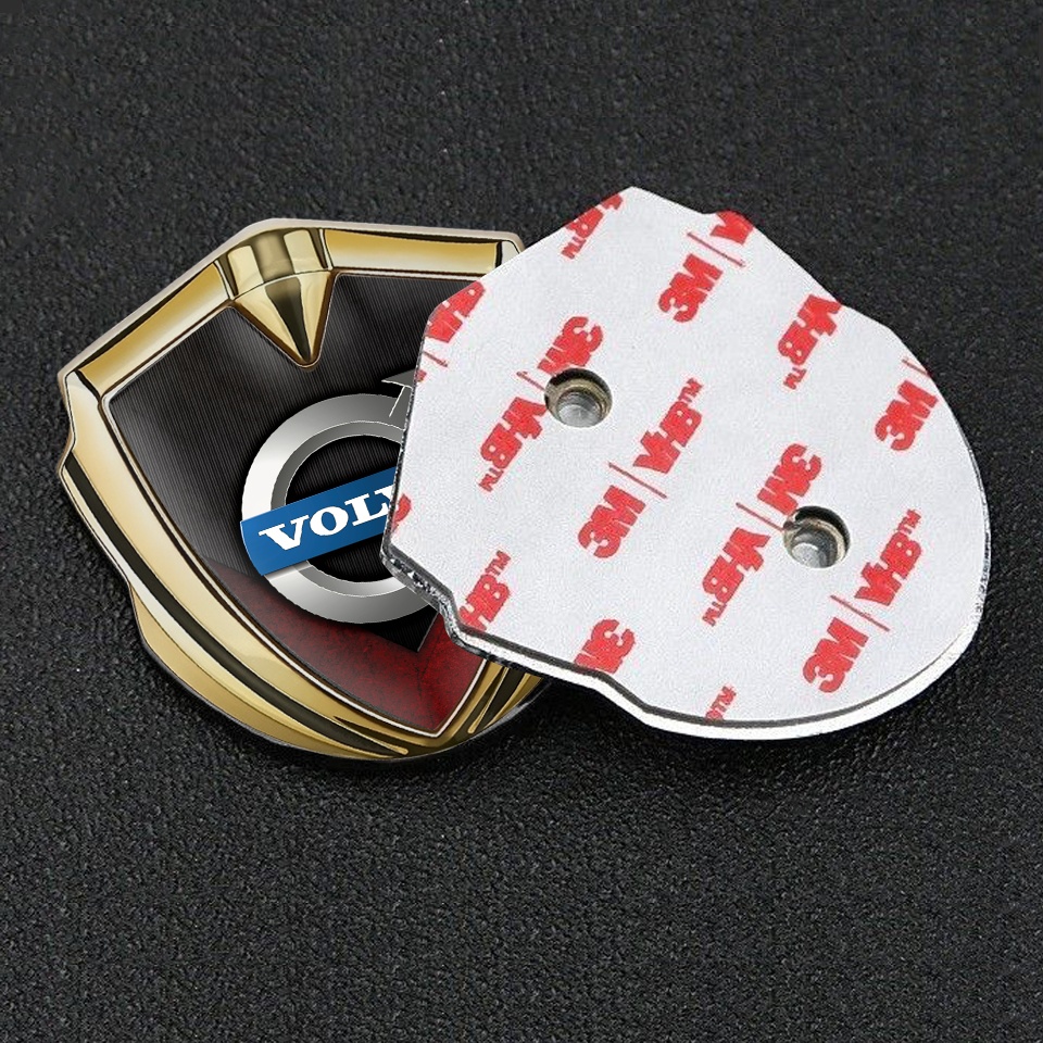 Volvo Emblem Badge Gold Red Element Metallic Logo Motif | Metal Emblems ...