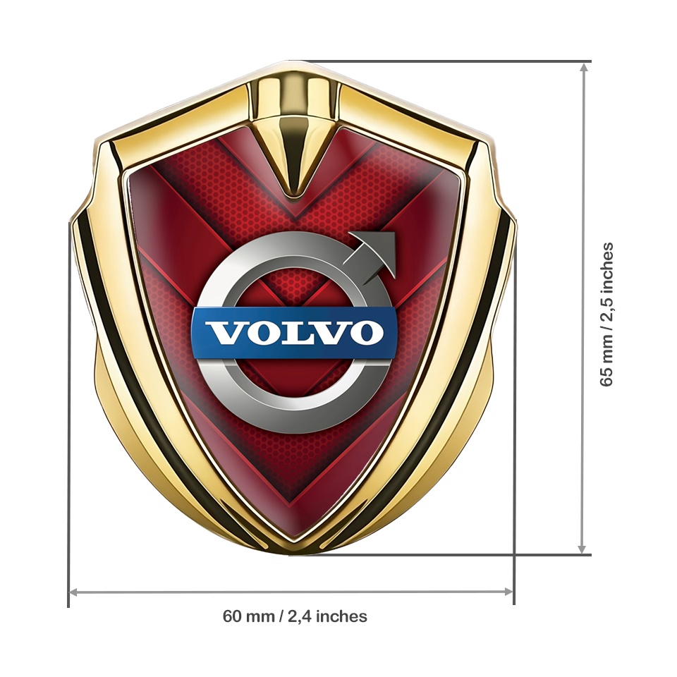 Volvo Emblem Self Adhesive Gold Red Hex Metallic Logo Design | Metal ...