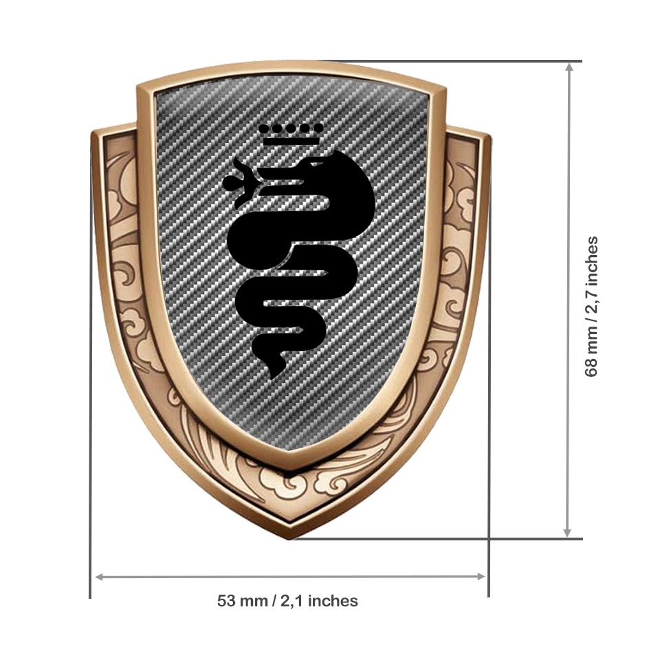 Alfa Romeo Metal Domed Emblem Gold Light Carbon Black Logo Motif ...
