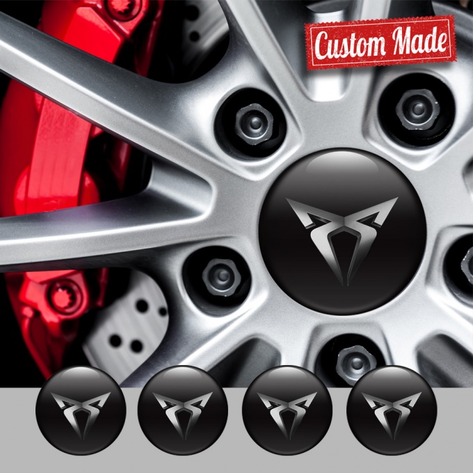 Seat Cupra Emblem for Wheel Center Caps Black Background Metallic ...