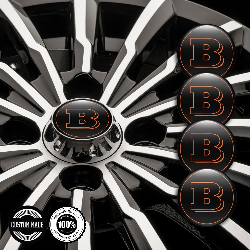 Mercedes Brabus Emblems for Wheel Center Caps Orange | Wheel Emblems ...