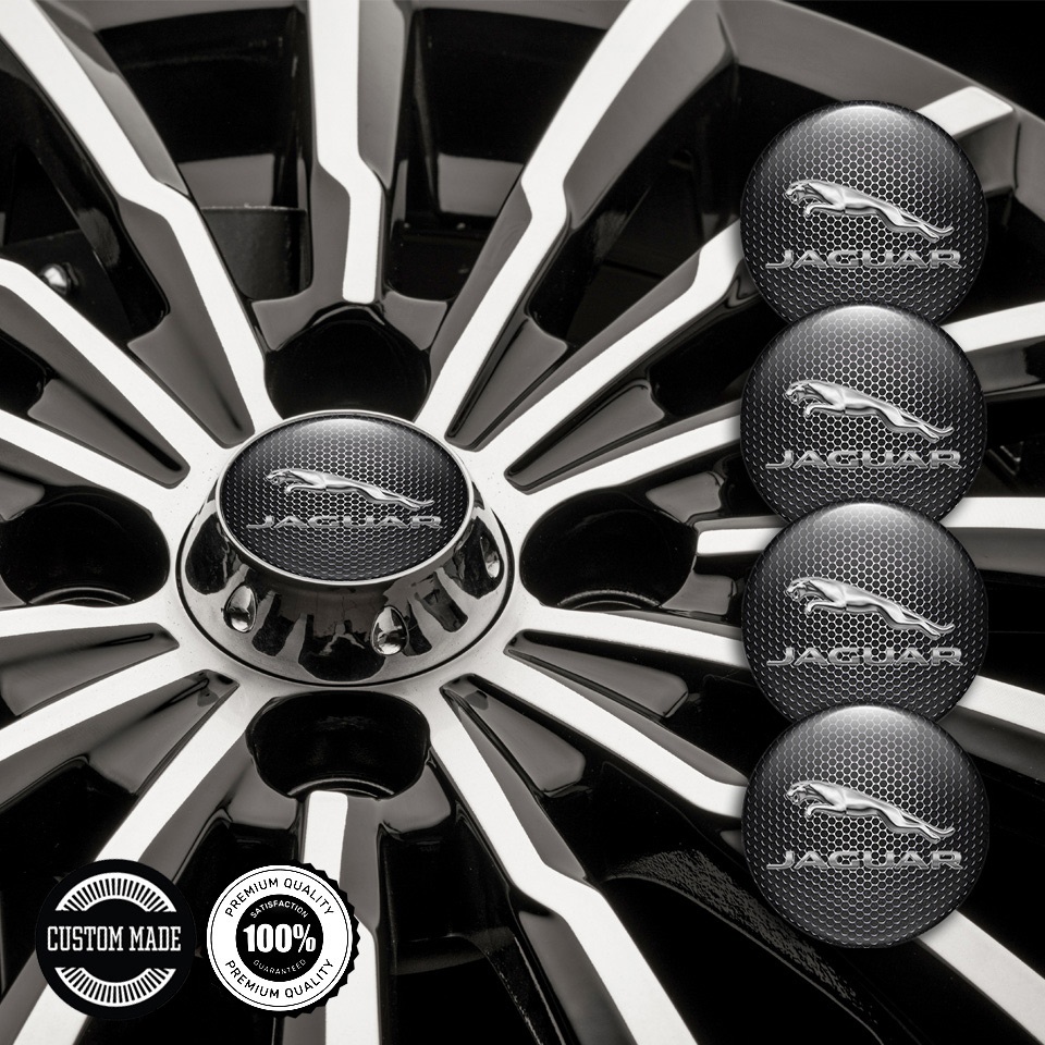 Jaguar Center Caps Wheel Emblem Dark Mesh Metallic Logo Design | Wheel ...