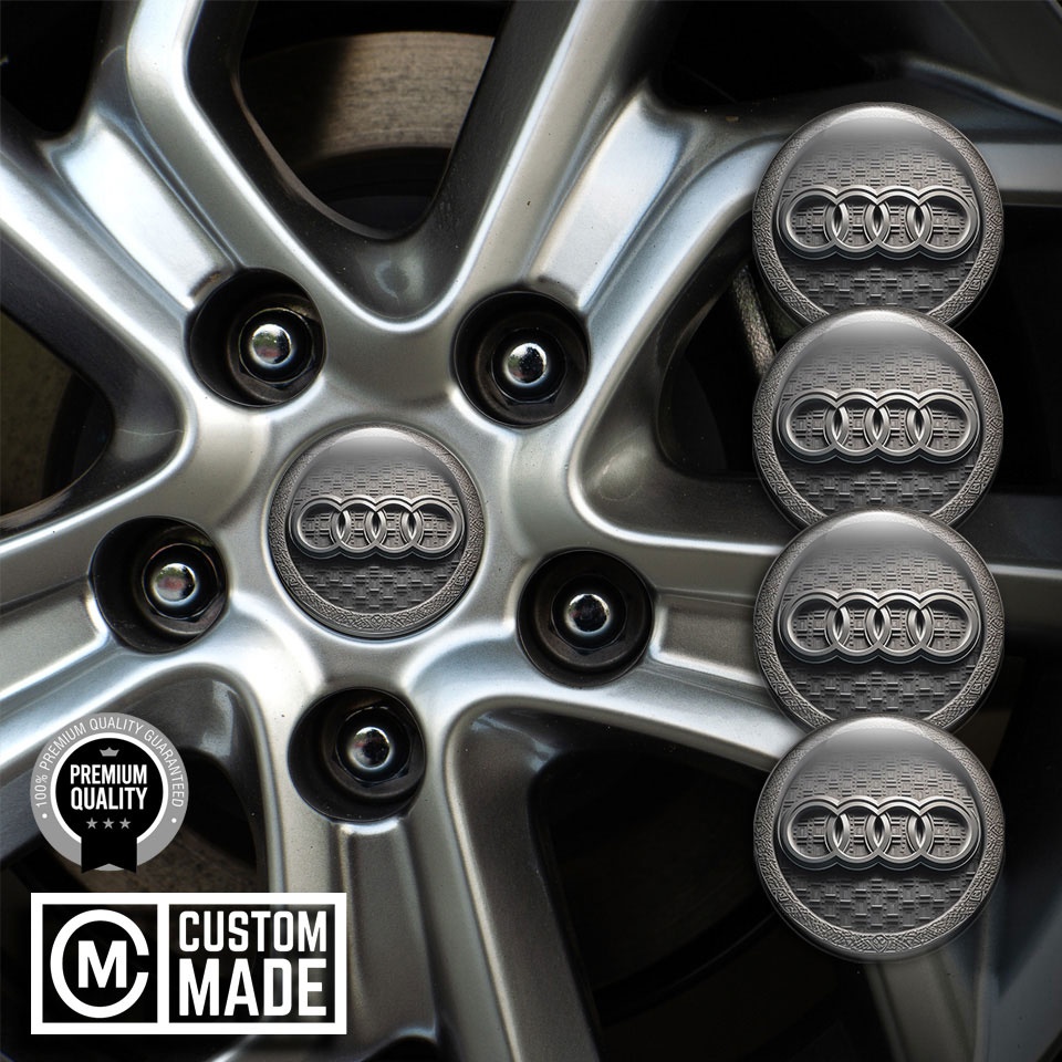 Audi Emblem for Center Wheel Caps Engraved Stone Ring Matte Logo ...