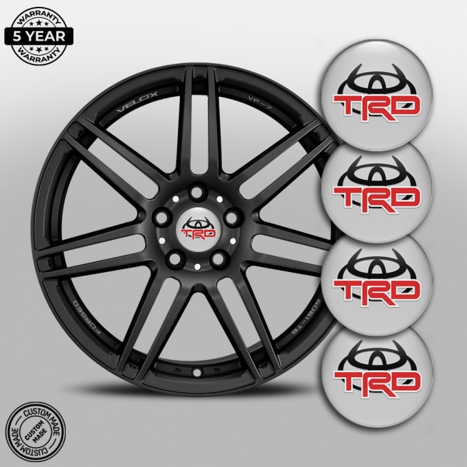 Toyota TRD Emblems for Center Wheel Caps Grey Base Red Evil Edition ...